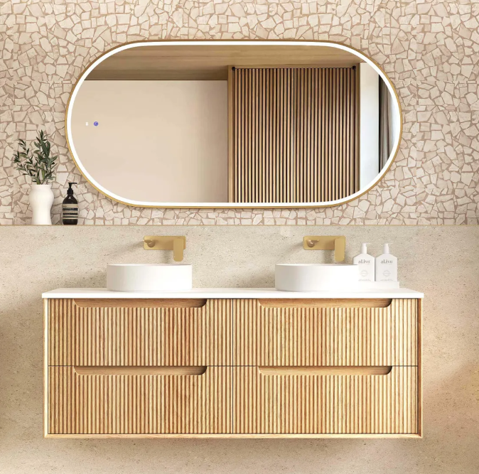 Buy Byron Fluted Woodland Oak Wall Hung Vanity Online Melbourne