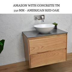 Buy Amazon 750 Wall Hung American Oak natural Timber Bathroom Vanity ...