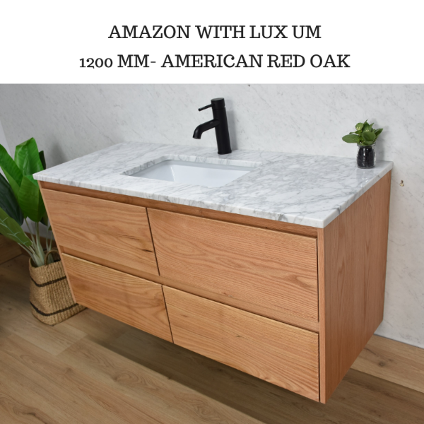Buy Amazon 1200 Wall Hung American Oak natural Timber Bathroom Vanity ...